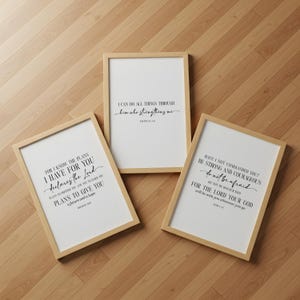 Christian Bible Verse Wall Art Set of 3, Black and White NIV Scripture ...
