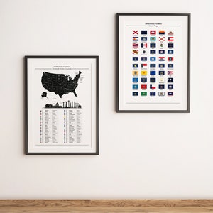 US States and Capitals Chart State Flags,classroom 50 US States Poster ...