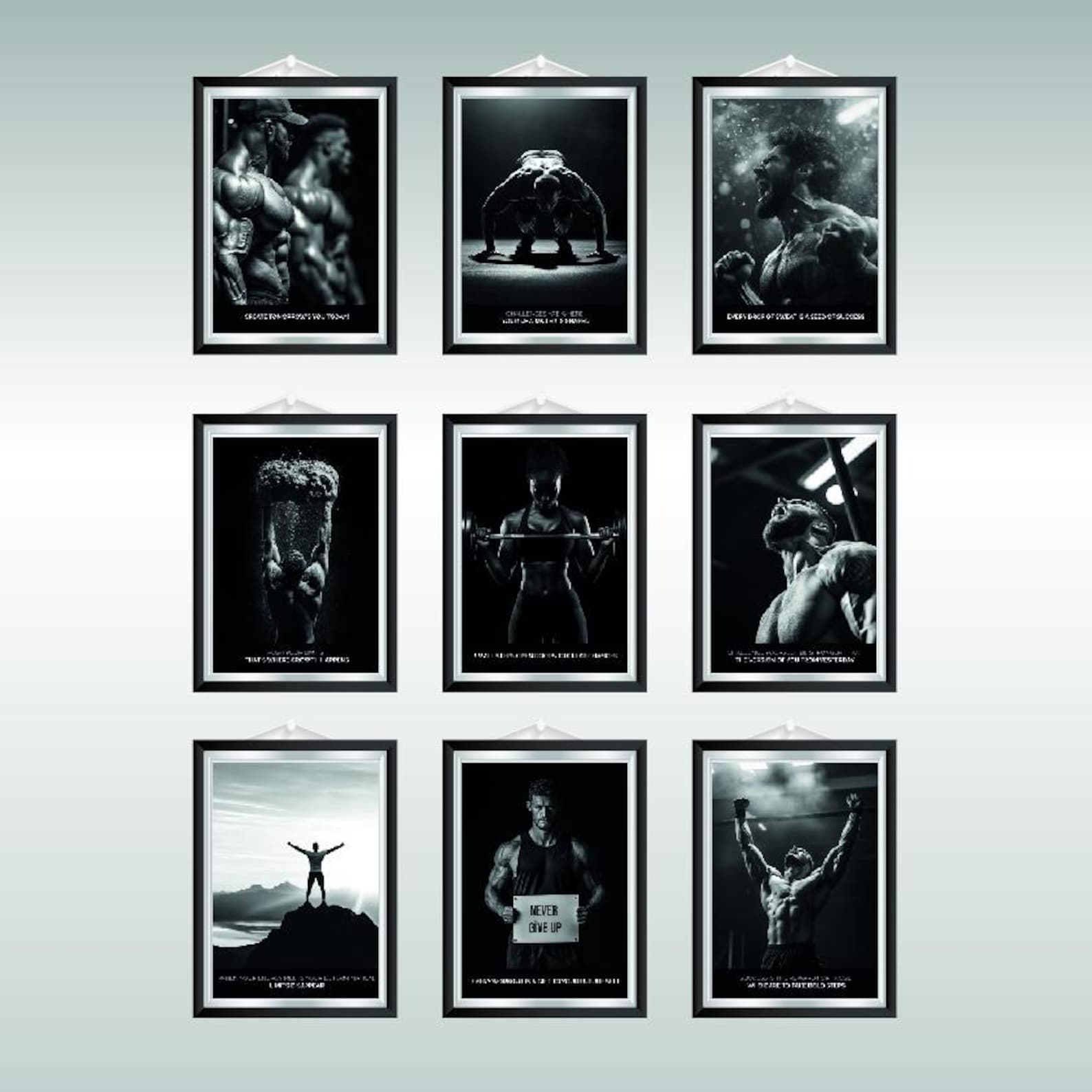 Gym Motivational Poster Set, Gym, Wall Art Sport Art Decor Fitness ...