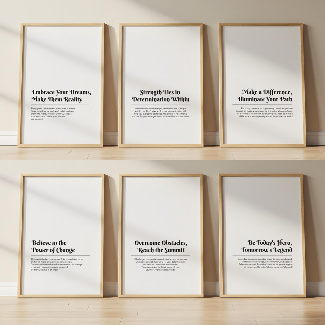 Printable Motivation Poster Set, 6 Motivational Posters, Inspirational ...