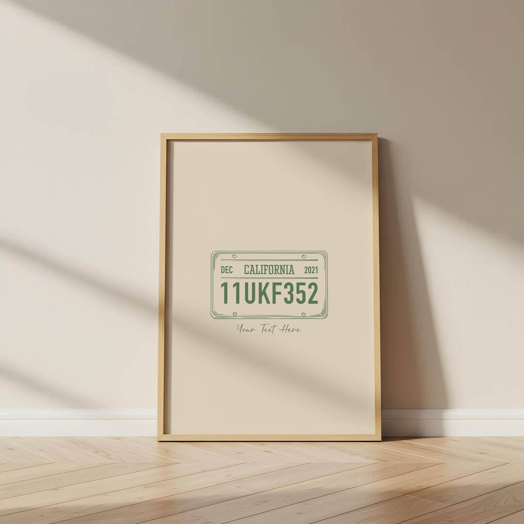 Custom Car License Plate Poster, Personalized Car License Plate ...