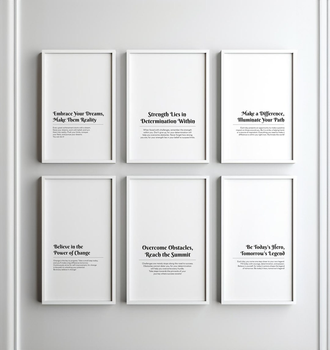 Printable Motivation Poster Set, 6 Motivational Posters, Inspirational ...