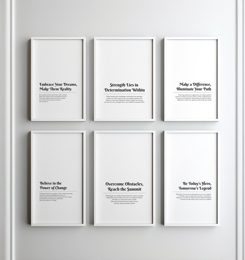 Printable Motivation Poster Set, 6 Motivational Posters, Inspirational ...