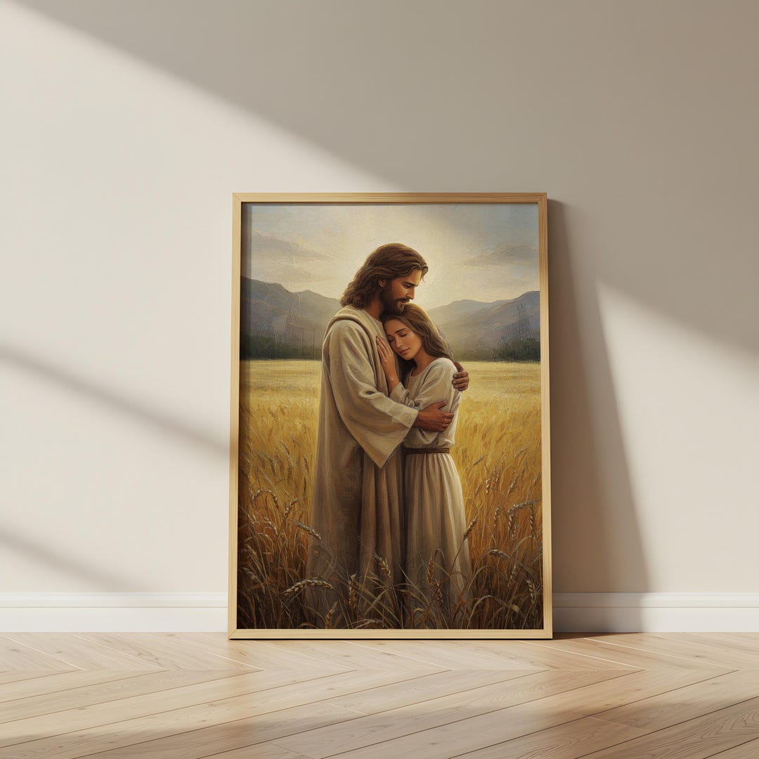 Jesus Hugging Girl Printable Poster, Modern Christian Painting & Bible ...