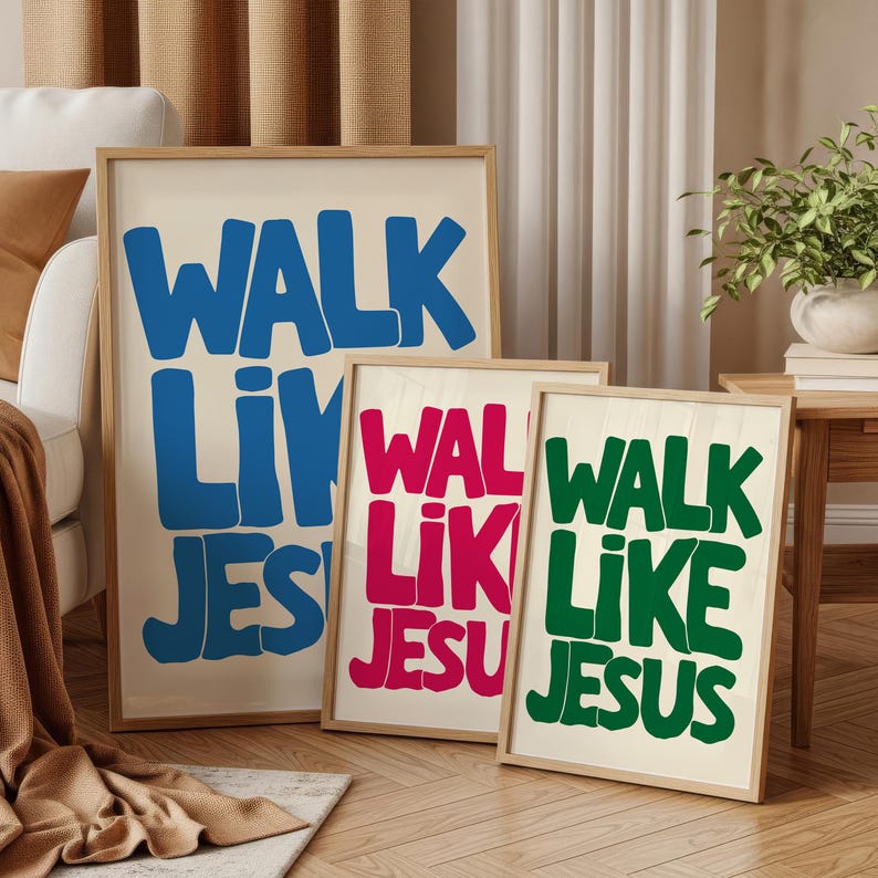 Modern Christian Wall Decor, Walk Like Jesus Poster, Retro Christian ...