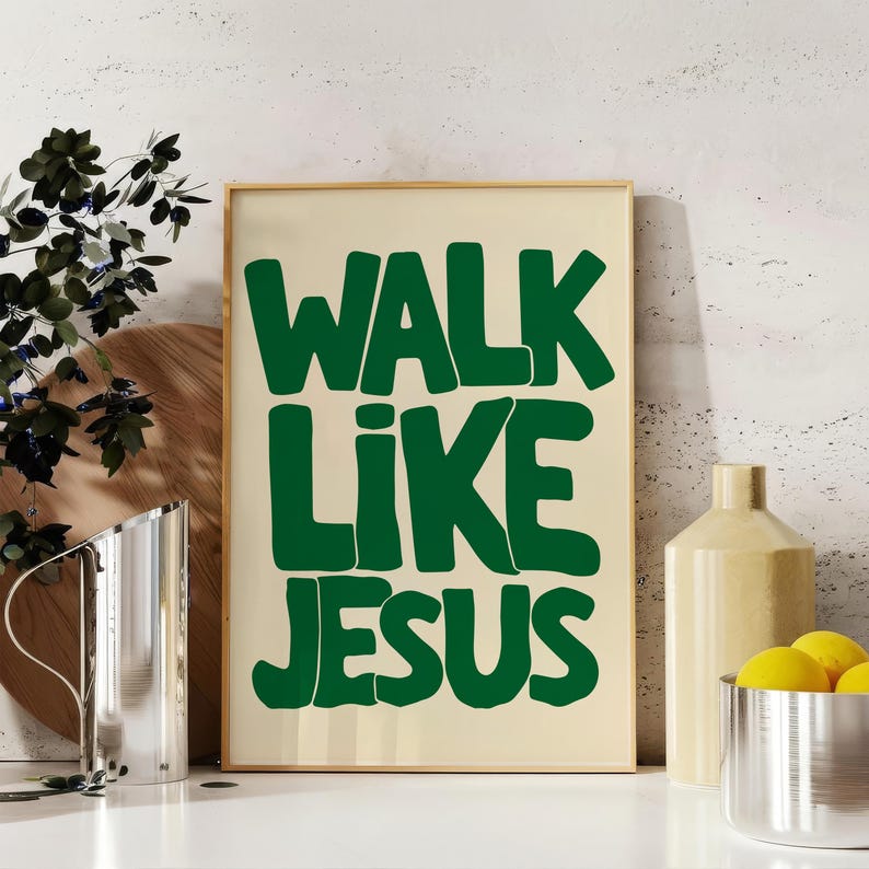 Modern Christian Wall Decor, Walk Like Jesus Poster, Retro Christian ...