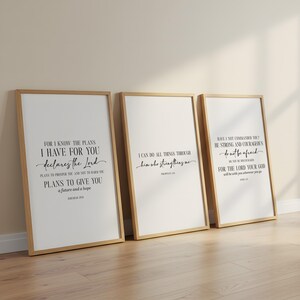 Christian Bible Verse Wall Art Set of 3, Black and White NIV Scripture ...