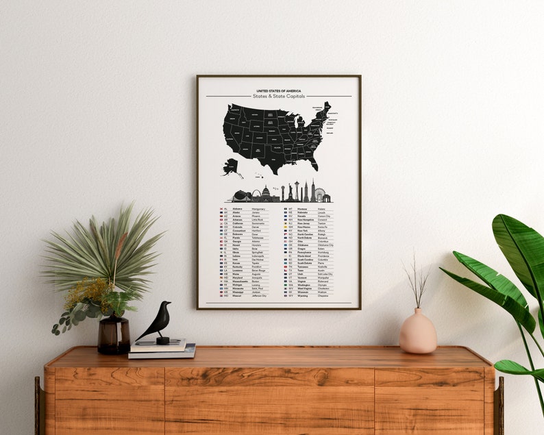 US States and Capitals Chart State Flags,classroom 50 US States Poster ...