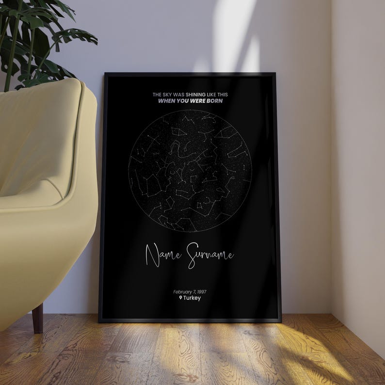 Personalized Star Map Print, Custom Night Sky Poster, Engagement ...