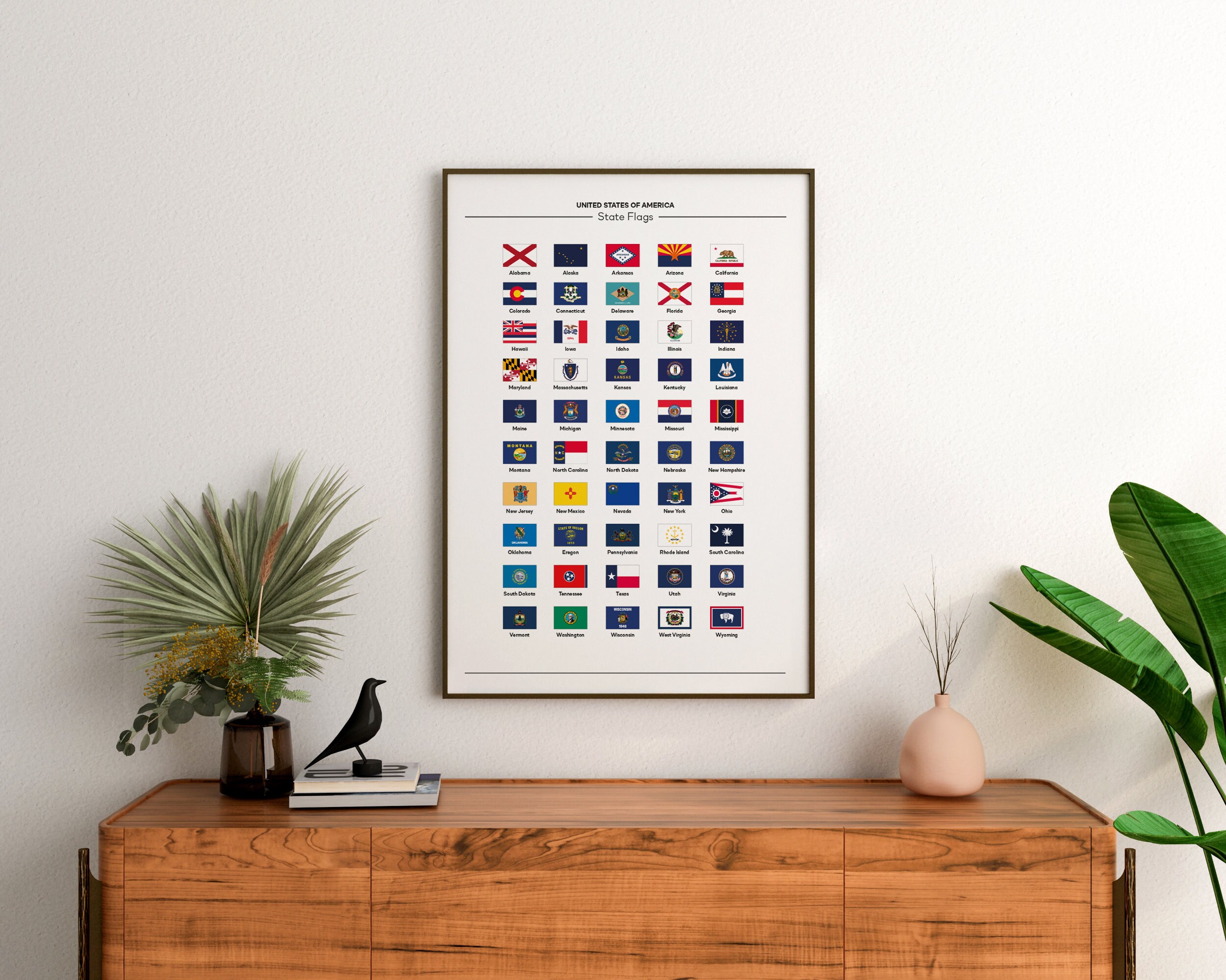 US States and Capitals Chart State Flags,classroom 50 US States Poster ...
