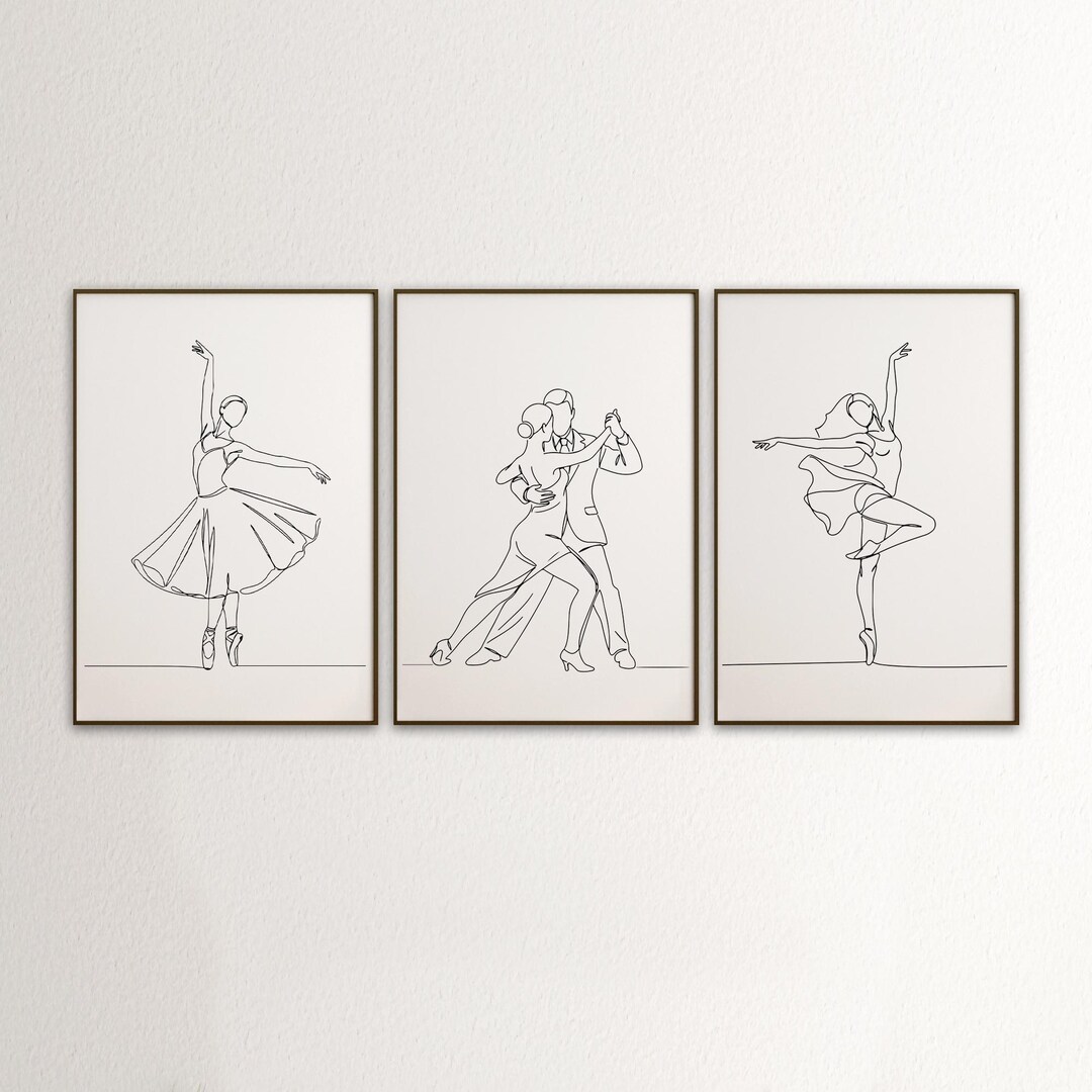 Music One Line Drawing Set of 3, Wall Art Decor Poster, Printable Wall ...