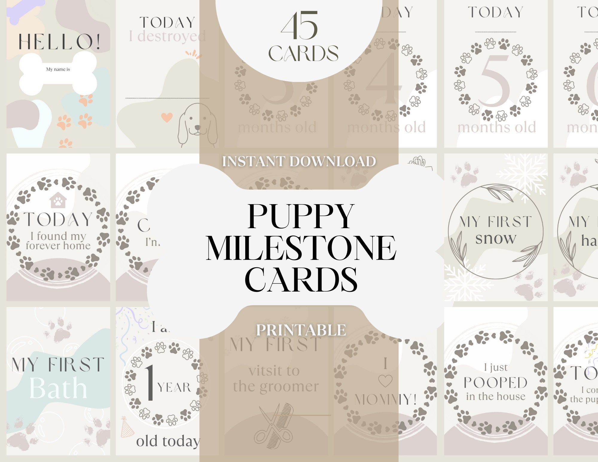 NEW Puppy Photo Printable Milestone Card Puppy Gift for New Puppy First ...