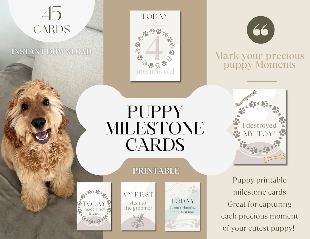 NEW Puppy Photo Printable Milestone Card Puppy Gift for New Puppy First ...