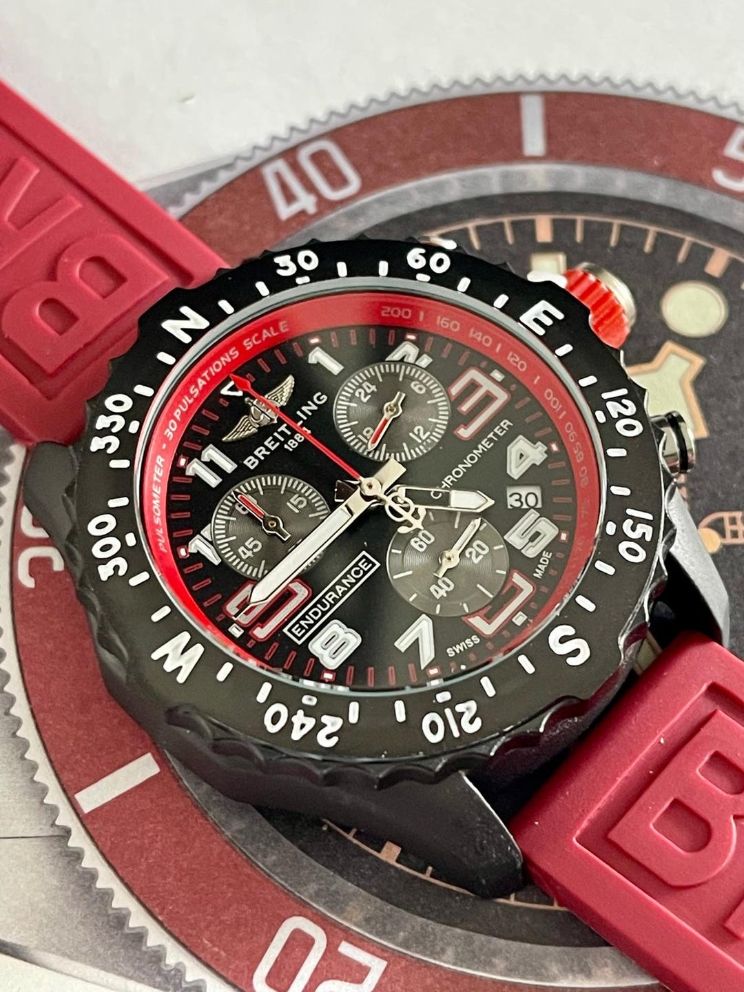 Mens Red Breitling 44mm Watch - Etsy UK