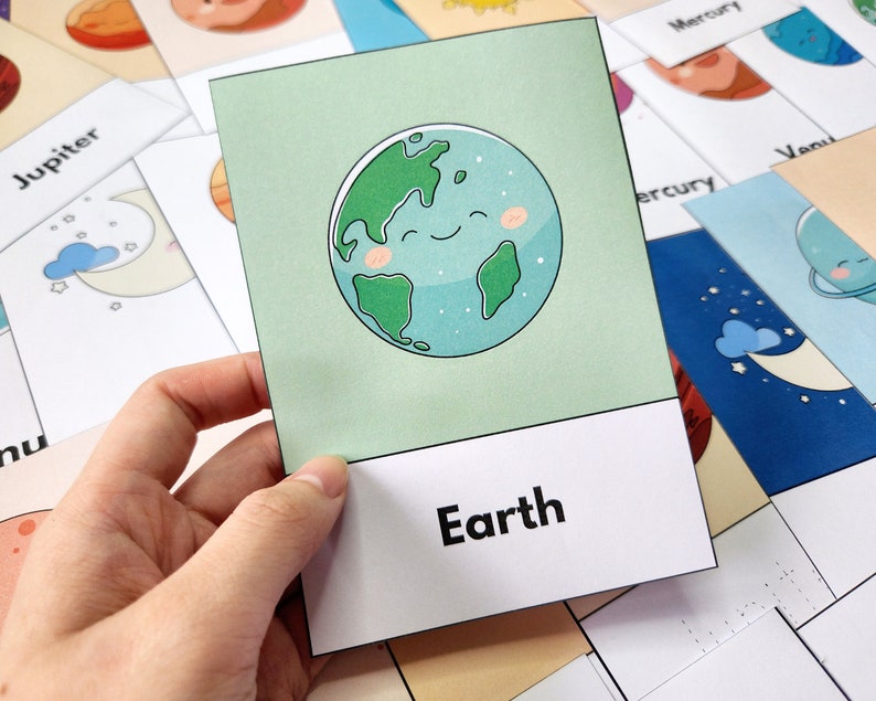 Solar System Flashcards for Kids Montessori Cards Outer Space Learning ...