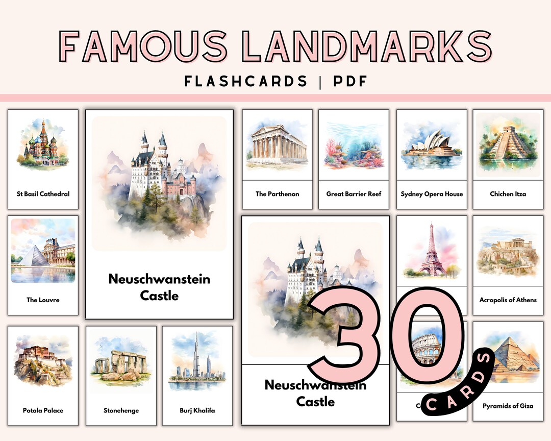 Famous Landmarks Around the World 3 Part Flashcards World Landmark ...
