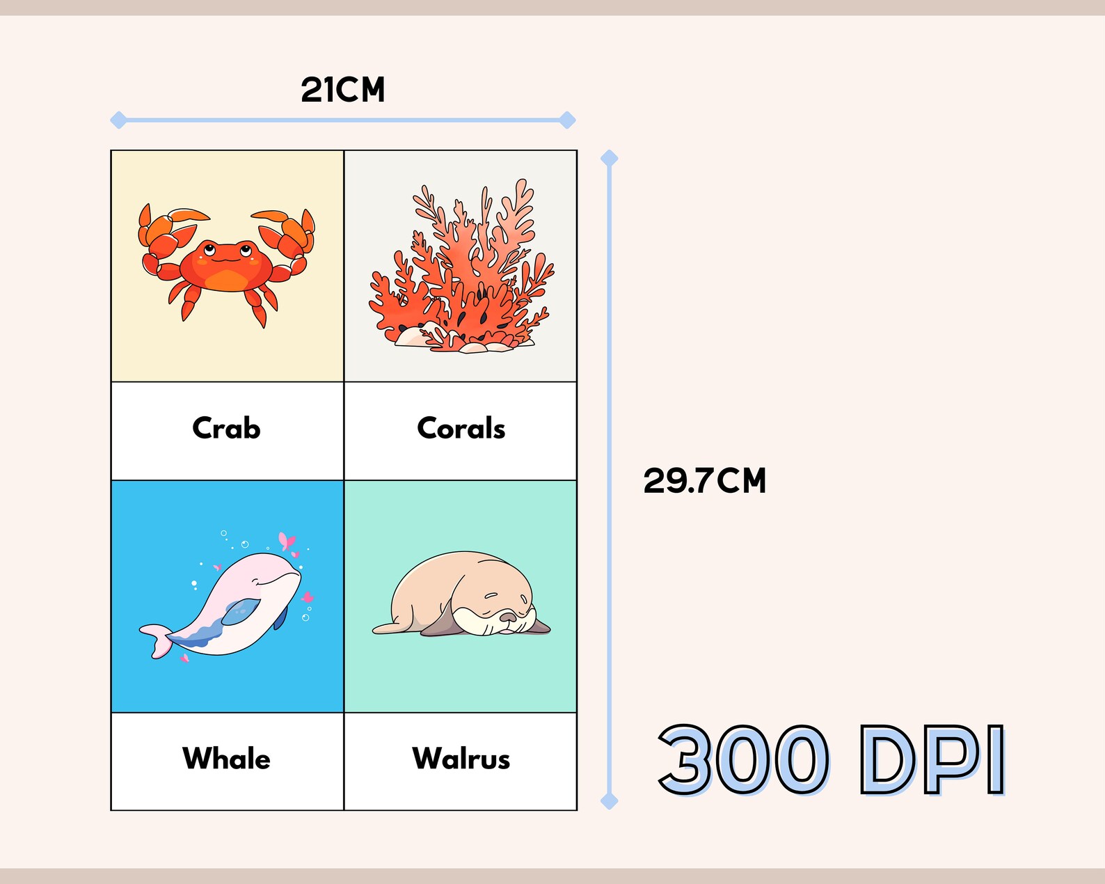 Sea Animals Flashcards for Kids Homeschool Coloring Activity Learning ...
