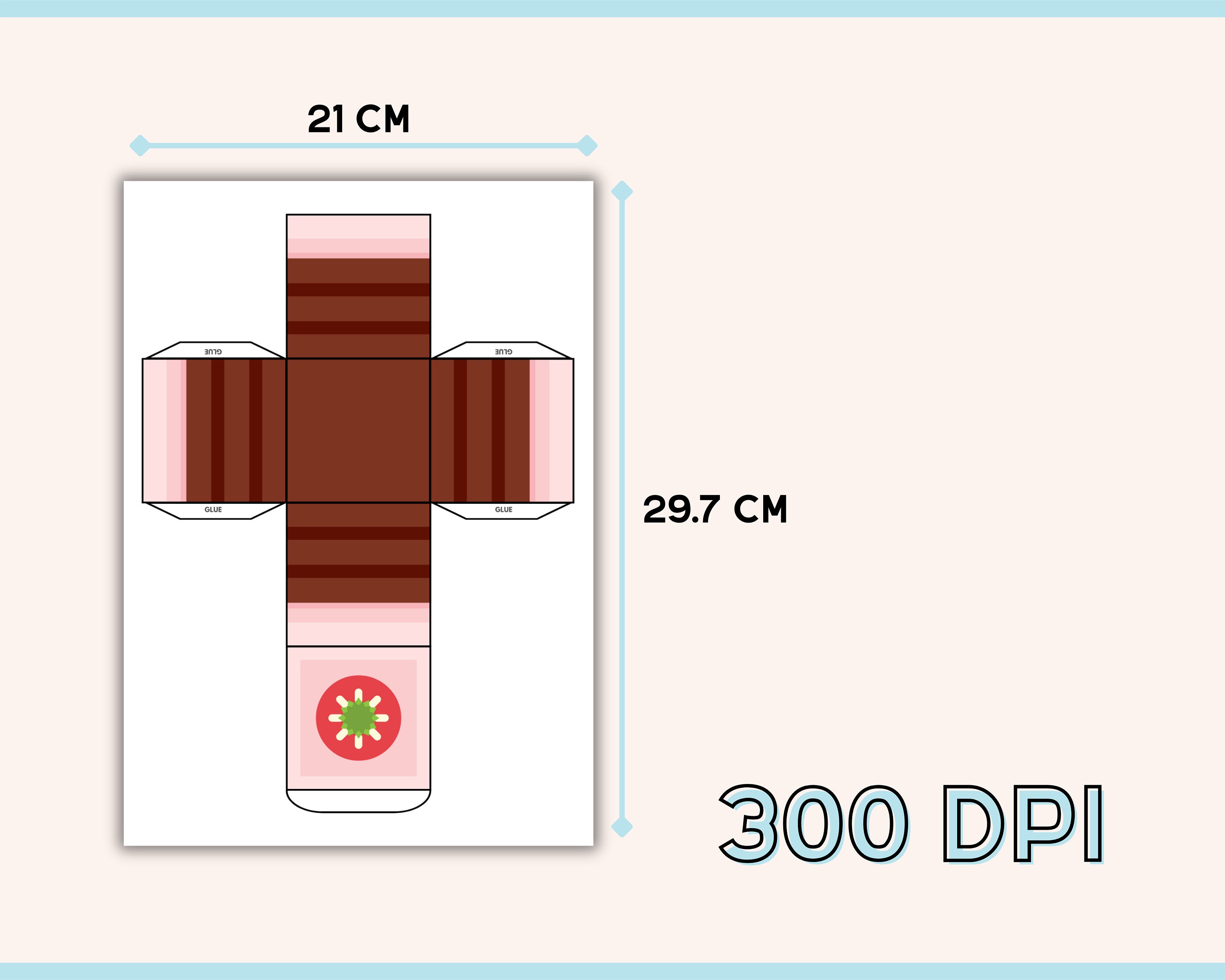 Kids Paper Crafts Printable Foldable Gift Box Template Strawberry Cake ...