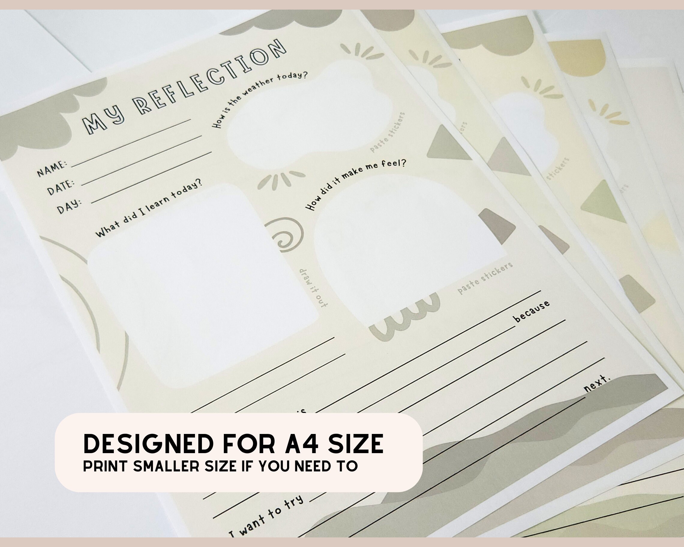 Kids Reflection Journal Pages for Kids Gratitude Printable Daily ...