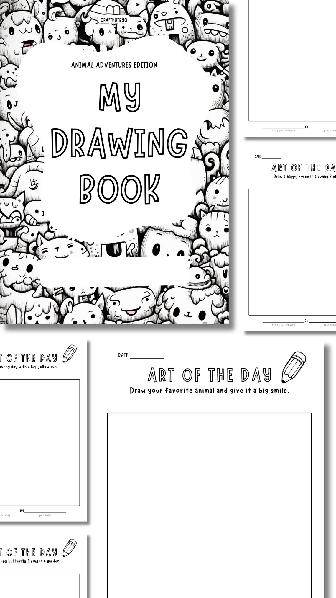 Printable Drawing Journal Kids Drawing Prompt Book Art Classroom ...