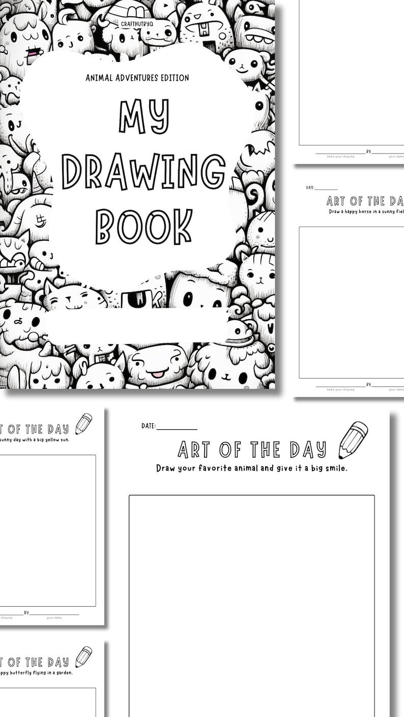Printable Drawing Journal Kids Drawing Prompt Book Art Classroom ...