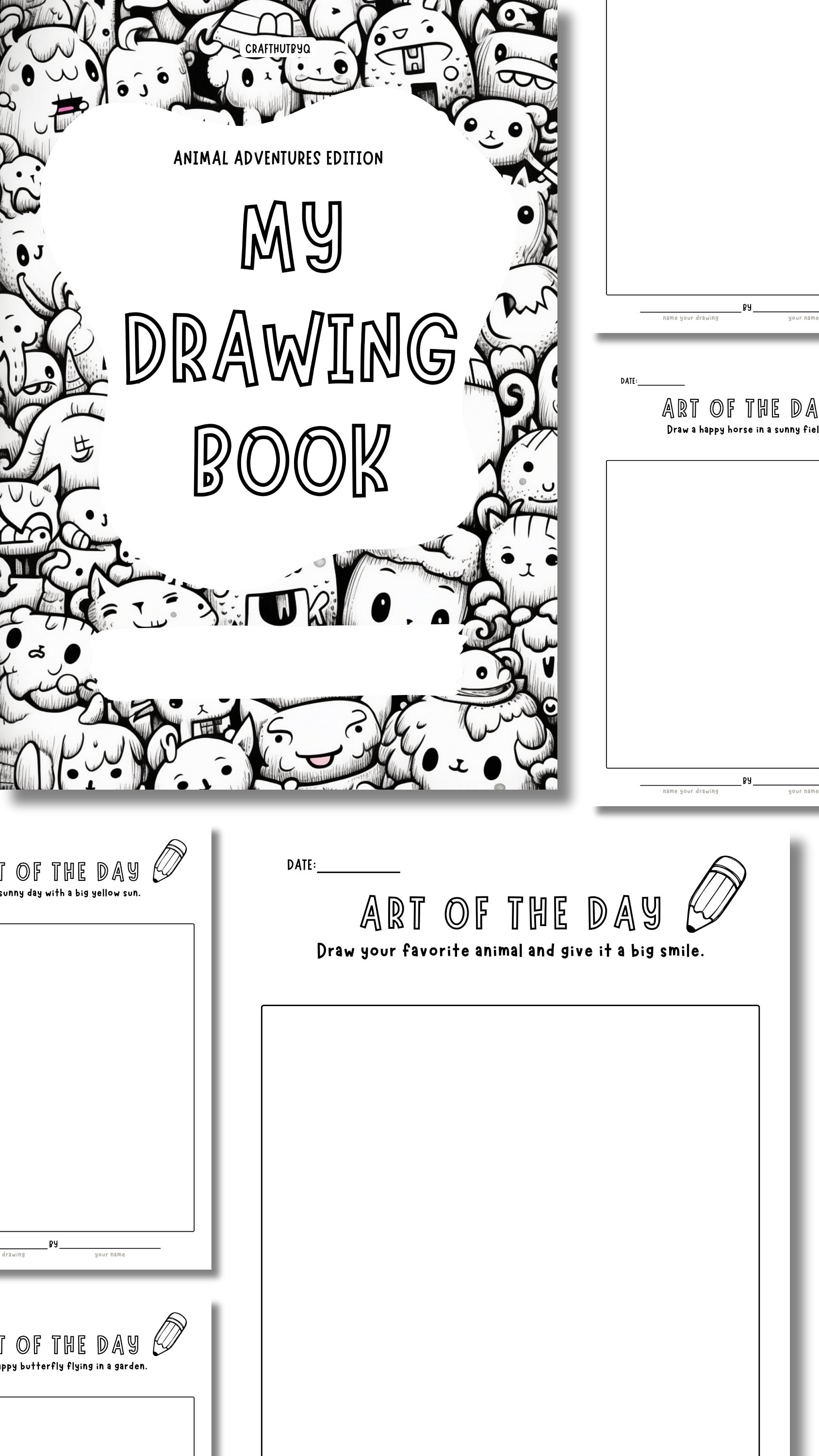 Printable Drawing Journal Kids Drawing Prompt Book Art Classroom ...