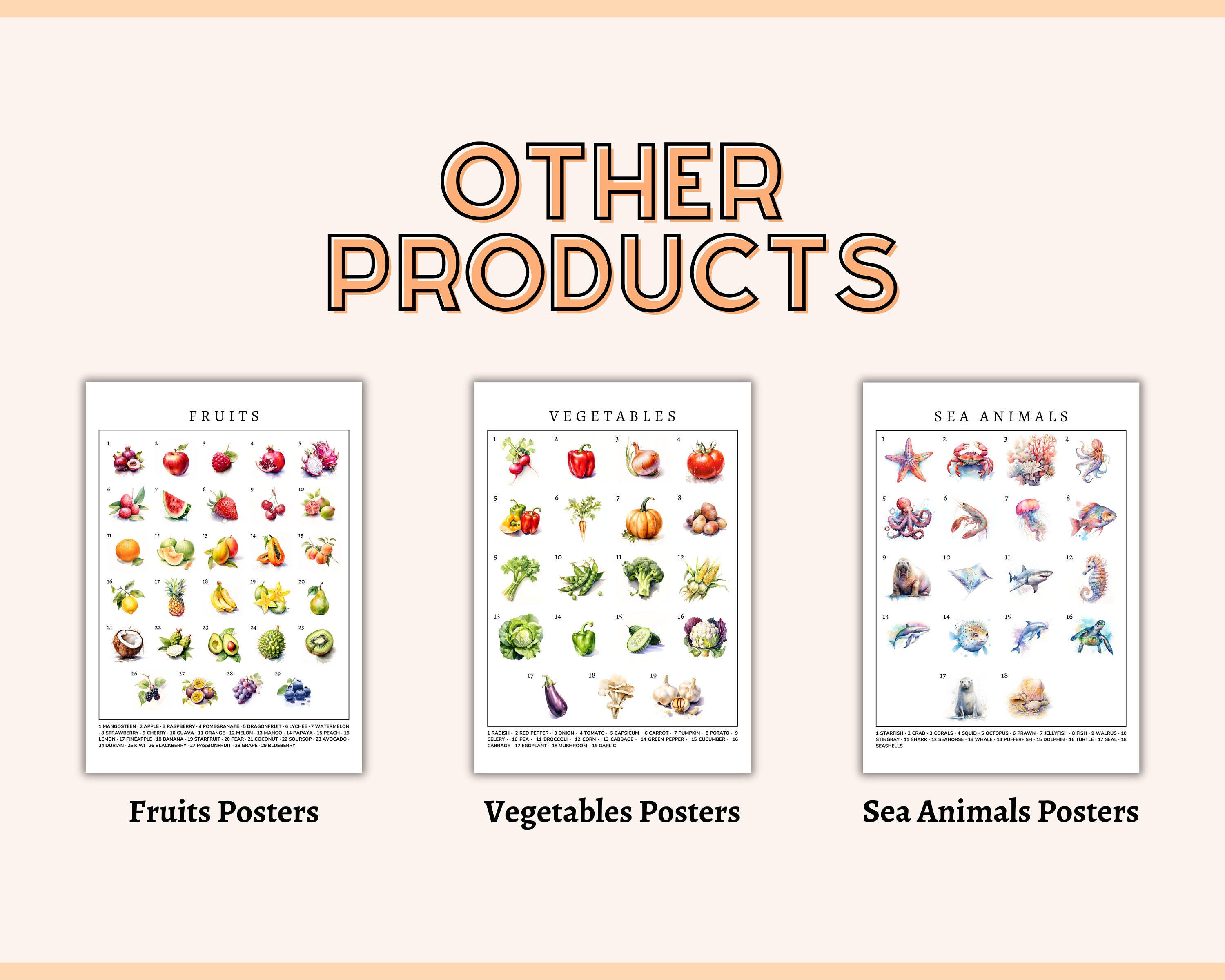 Farm Animal Educational Poster Homeschool Learning Playroom Wall Decor ...