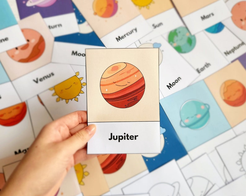 Solar System Flashcards for Kids Montessori Cards Outer Space Learning ...