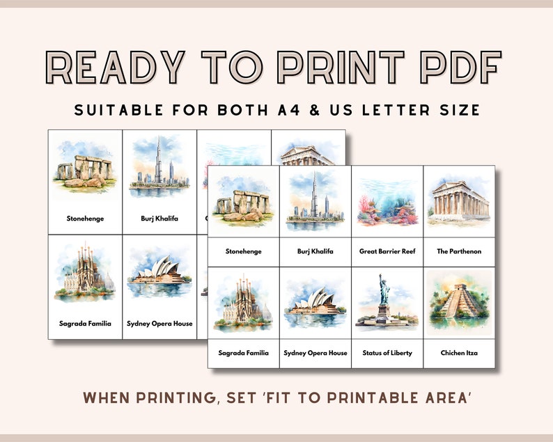 Famous Landmarks Around the World 3 Part Flashcards World Landmark ...