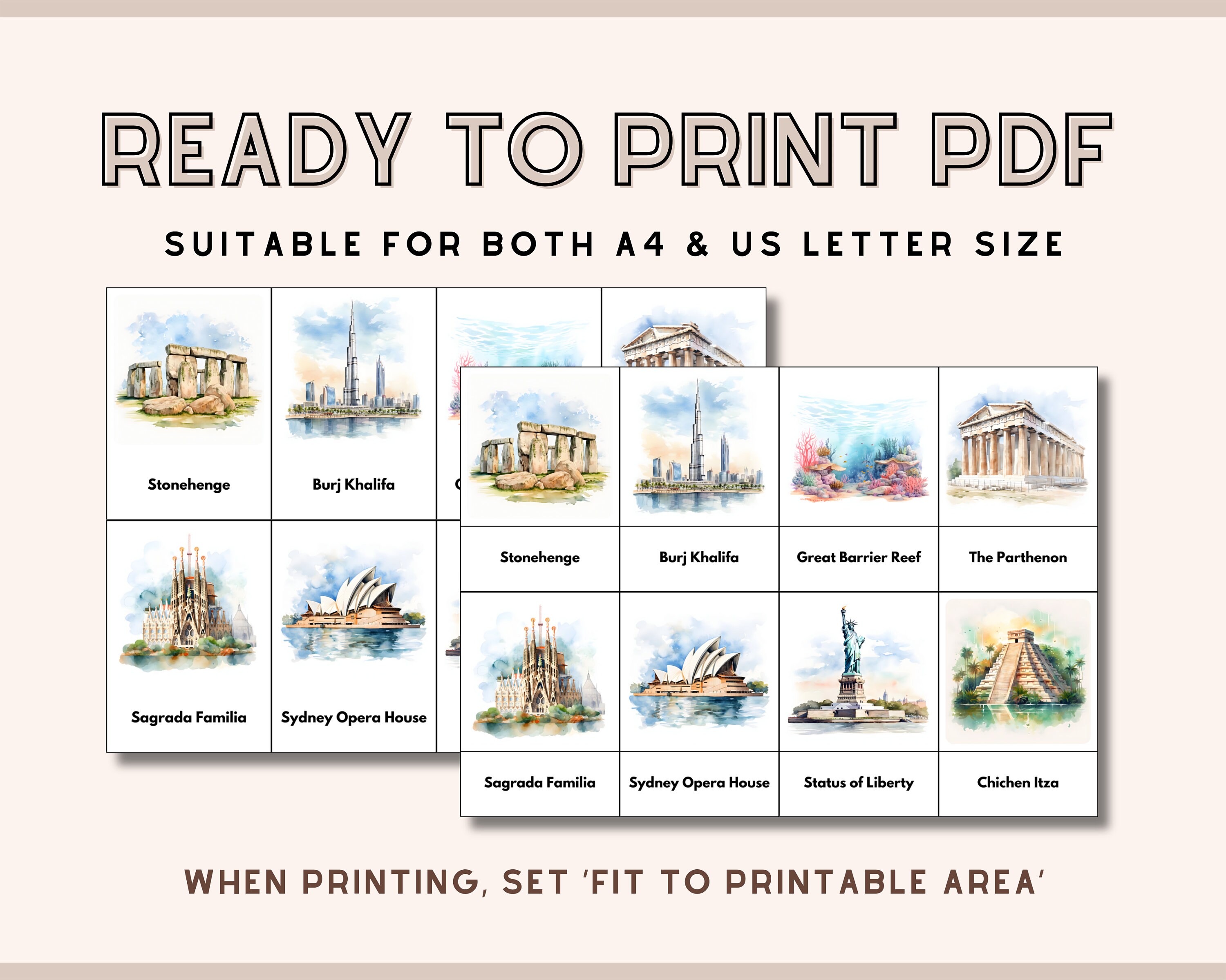 Famous Landmarks Around the World 3 Part Flashcards World Landmark ...