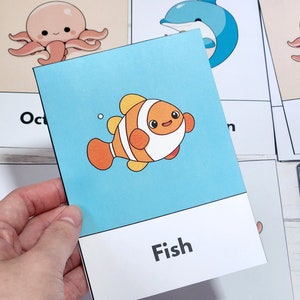 Sea Animals Flashcards for Kids Homeschool Coloring Activity Learning ...