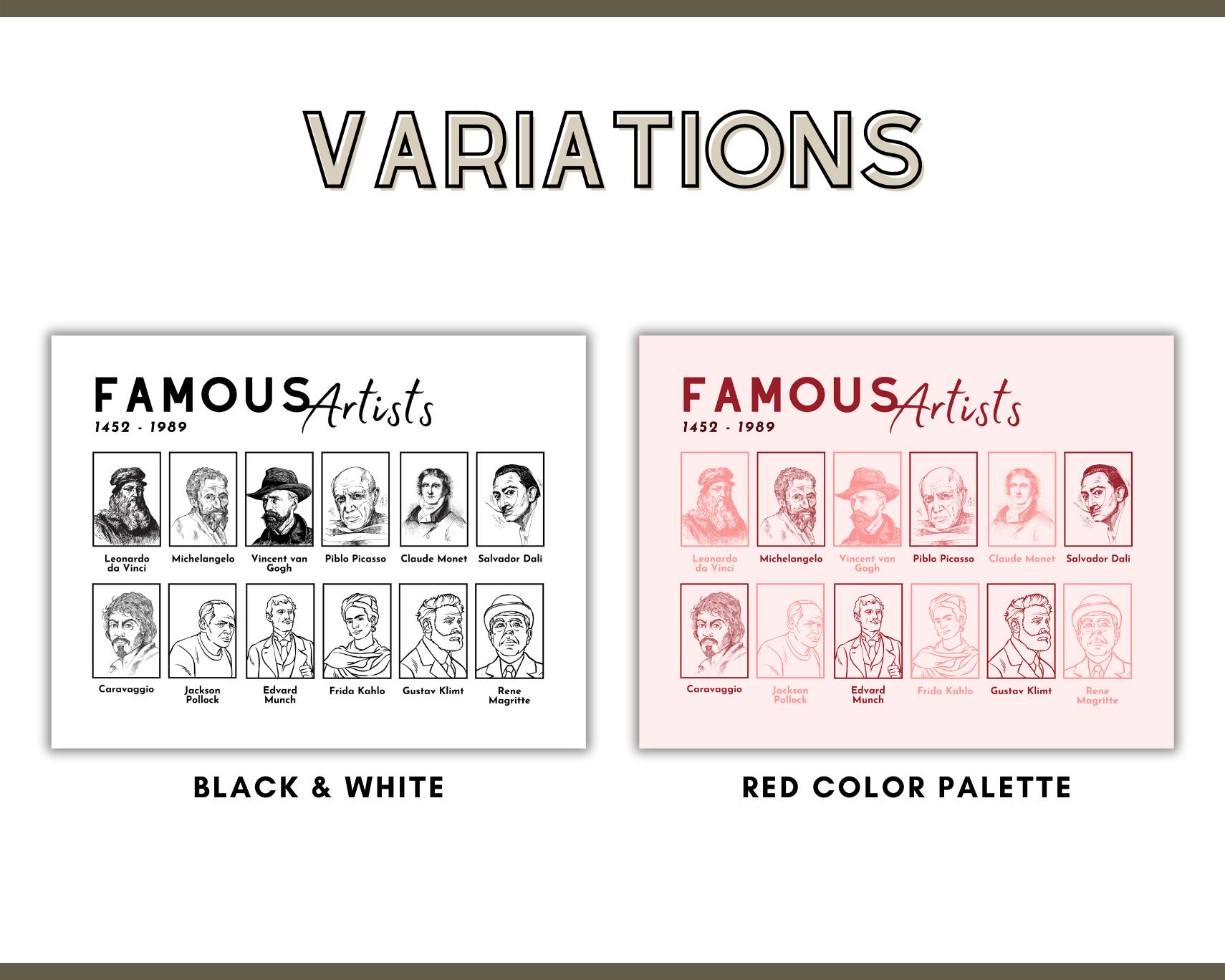 Famous Artists Posters for Wall Art Classroom Pictures of Famous ...