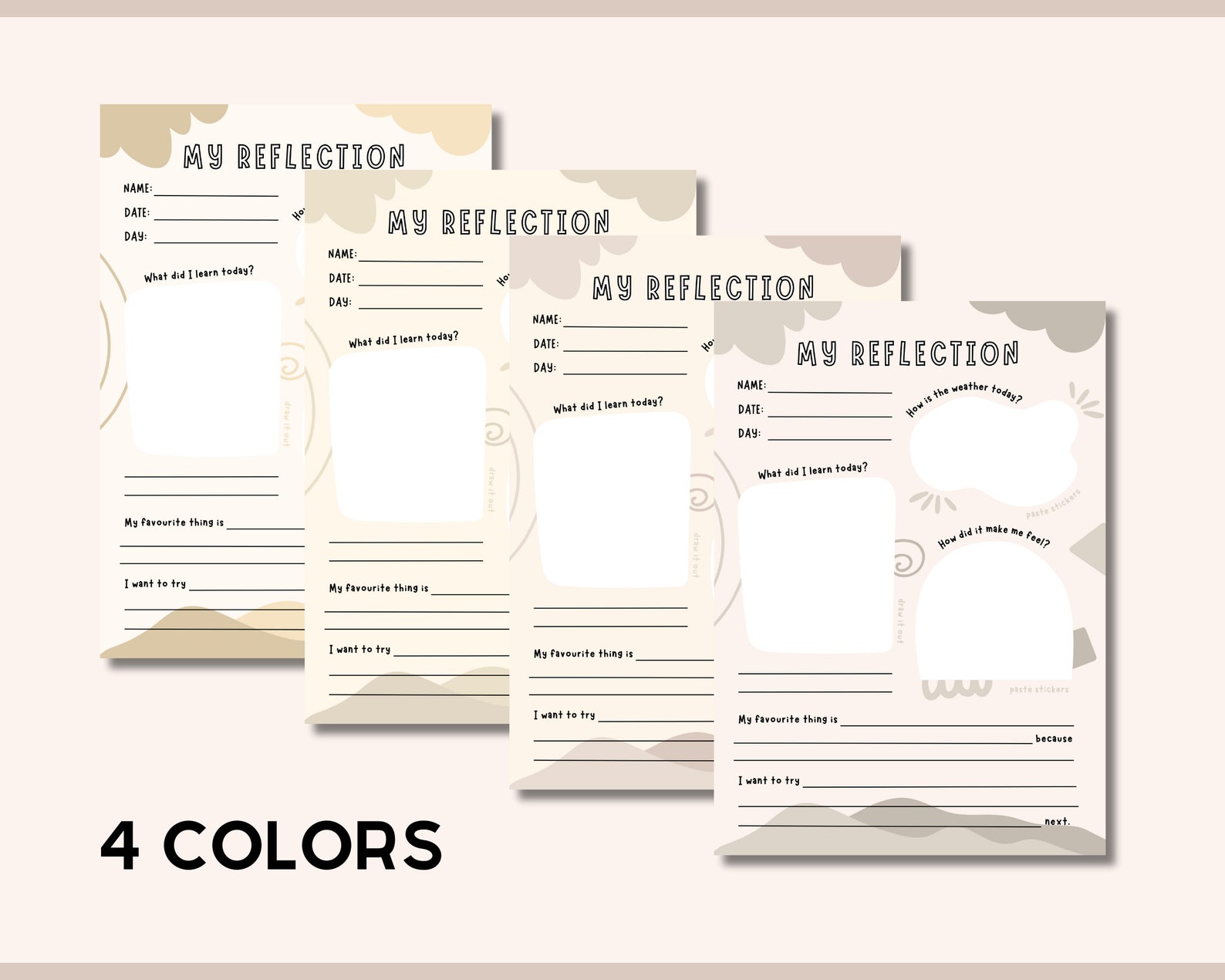 Kids Reflection Journal Pages for Kids Gratitude Printable Daily ...