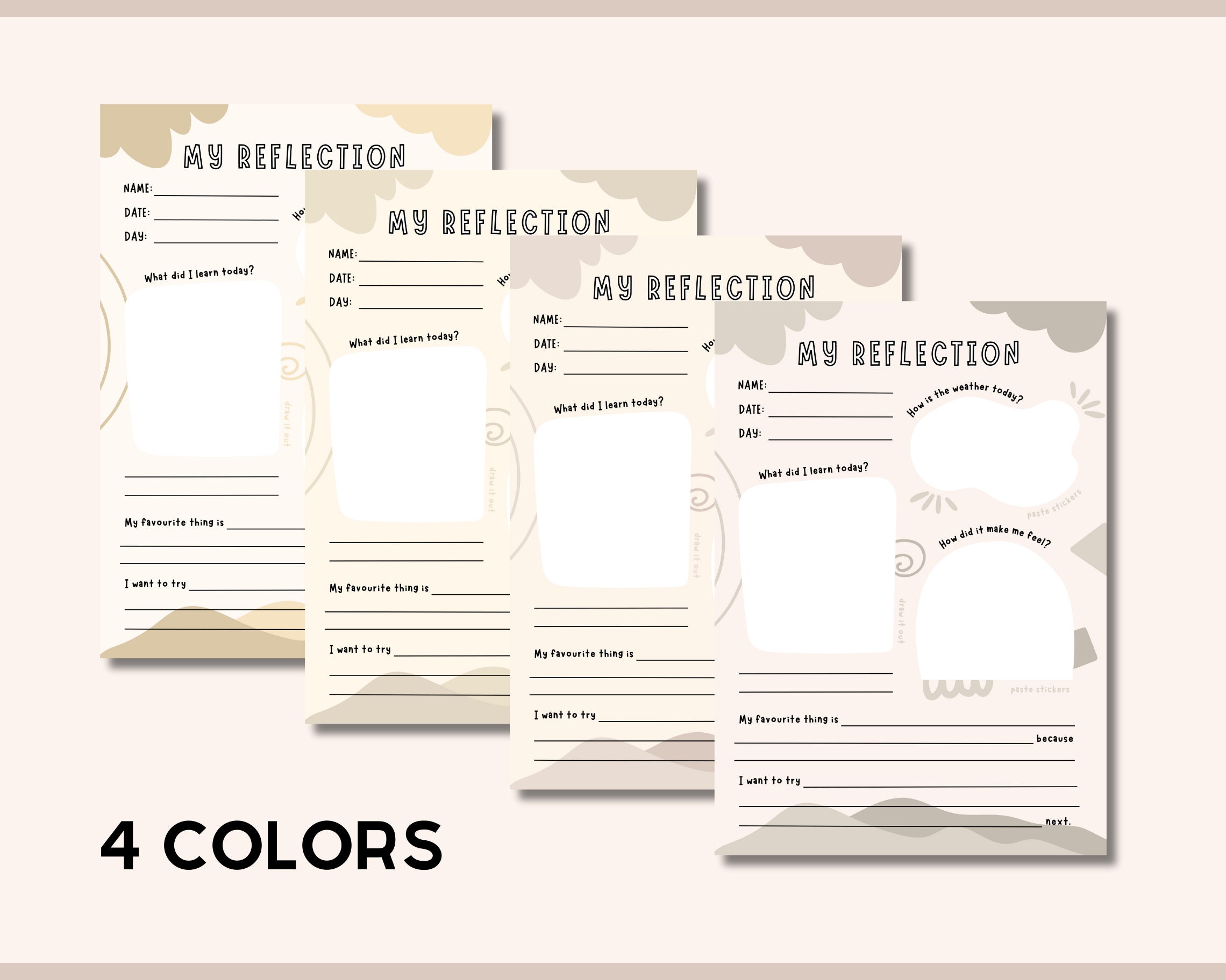 Kids Reflection Journal Pages for Kids Gratitude Printable Daily ...