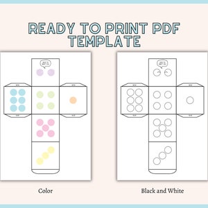 DIY Dice Printable Gift Box Template Kids Coloring Box Template Party ...