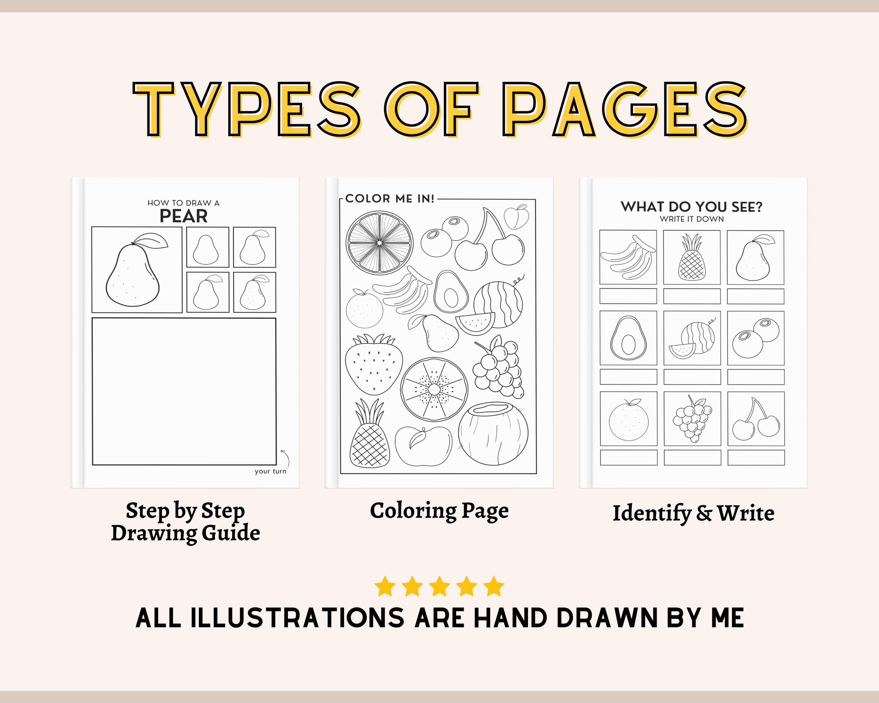 How to Draw Fruits Step by Step Drawing for Kids Drawing Book PDF Learn ...