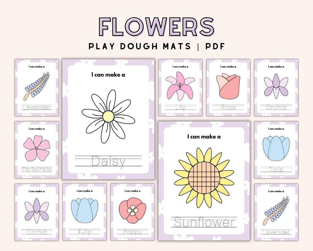 Flowers Play Dough Mats Montessori Printable Toddler Activity Fine ...