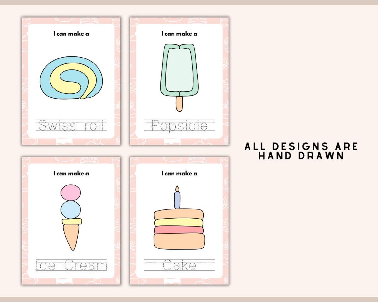 Dessert Play Dough Mats Montessori Printable Toddler Activity Fine ...
