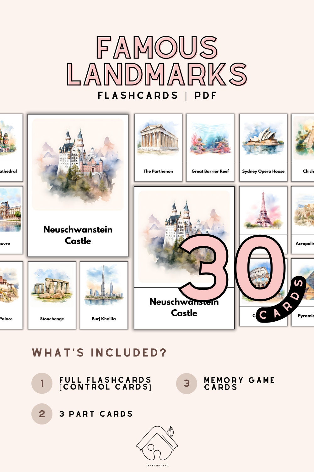 Famous Landmarks Around the World 3 Part Flashcards World Landmark ...