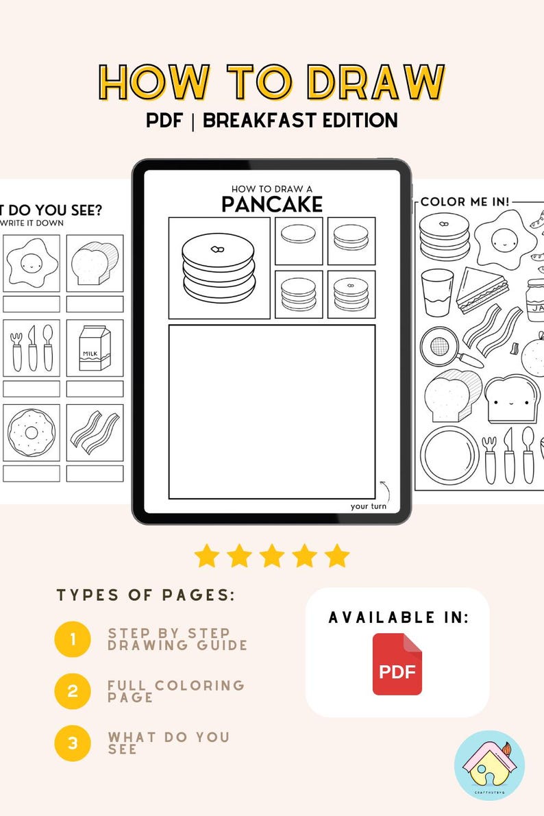 How to Draw Kids Drawing Book Breakfast Themed Step by Step Drawing ...