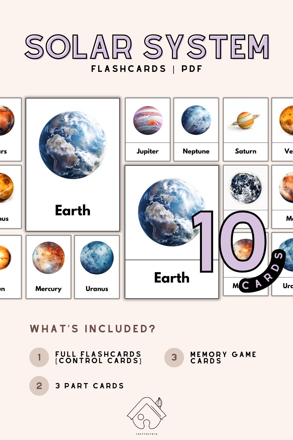 Solar System Flashcards for Kid Learning About Planet Astronomy Card ...