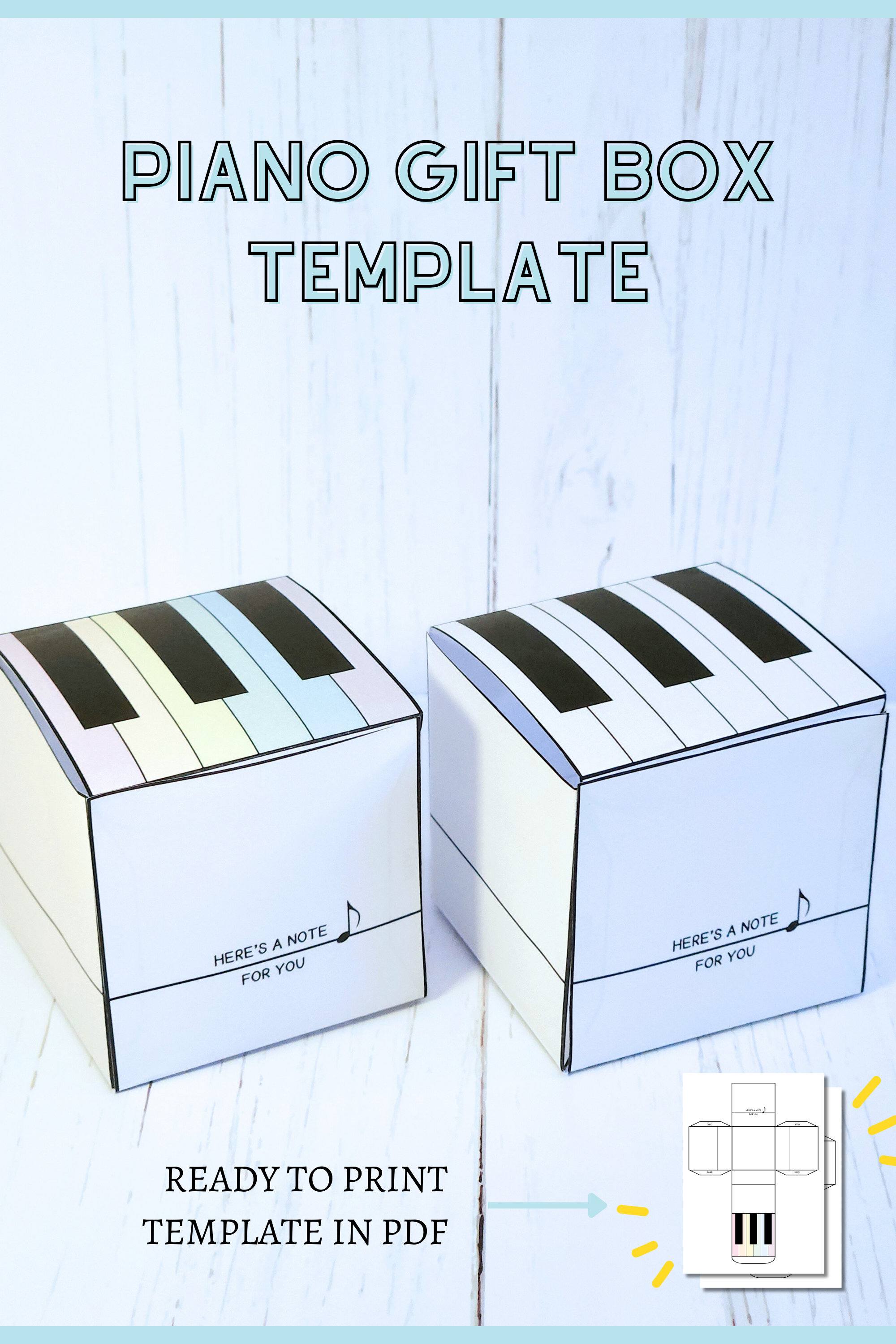 Piano Student Gift Music Teacher Gift Box Template for Kids Music Class ...