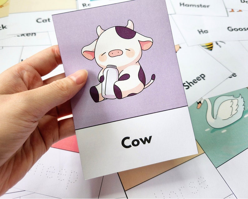 Farm Animals Flash Cards for Kids Learning Printables Education ...