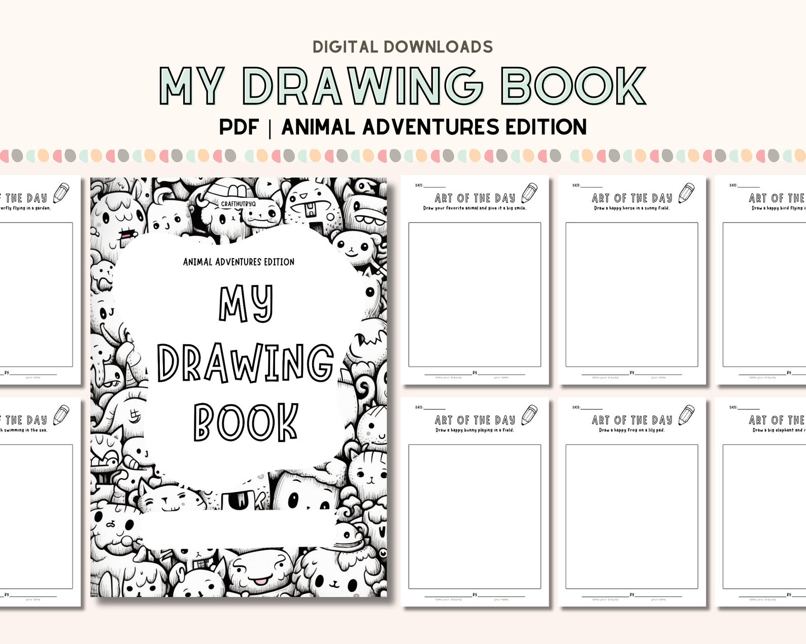 Printable Drawing Journal Kids Drawing Prompt Book Art Classroom ...