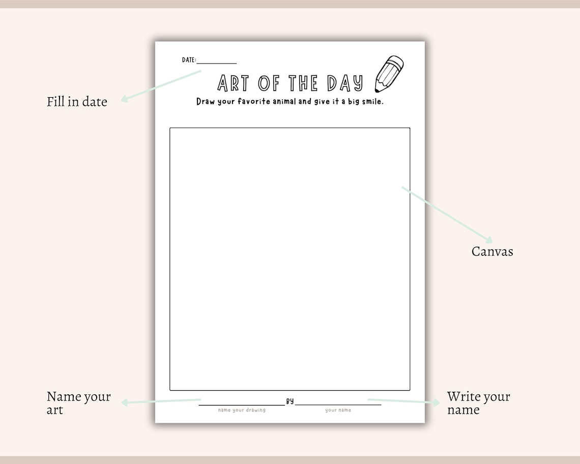 Printable Drawing Journal Kids Drawing Prompt Book Art Classroom ...