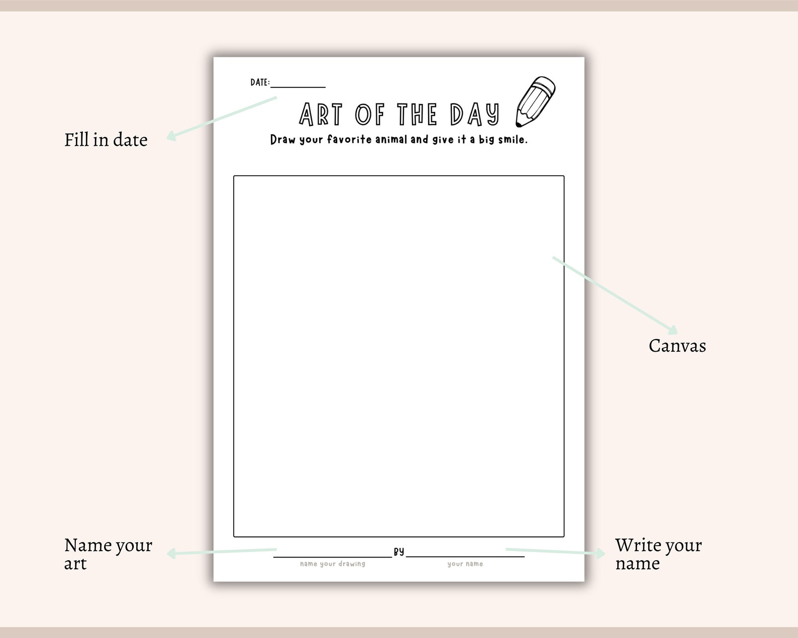 Printable Drawing Journal Kids Drawing Prompt Book Art Classroom ...