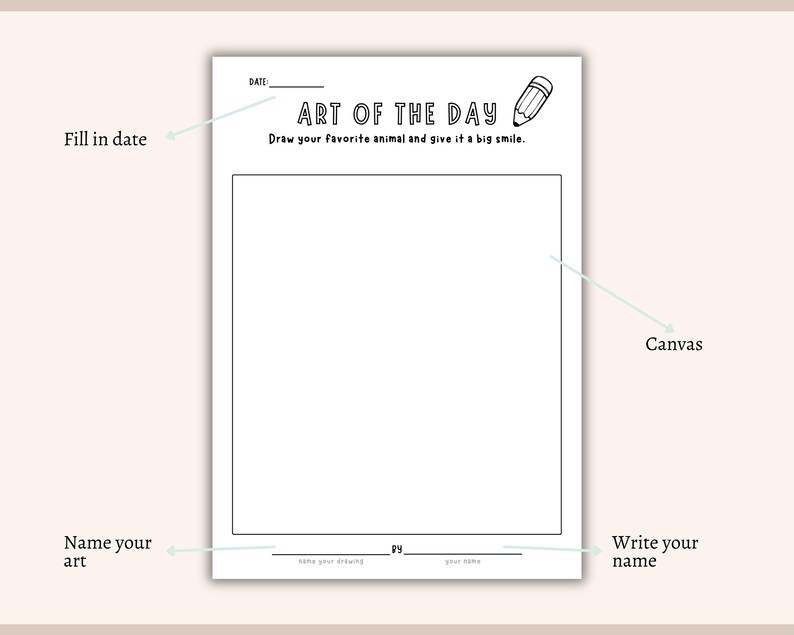 Printable Drawing Journal Kids Drawing Prompt Book Art Classroom ...