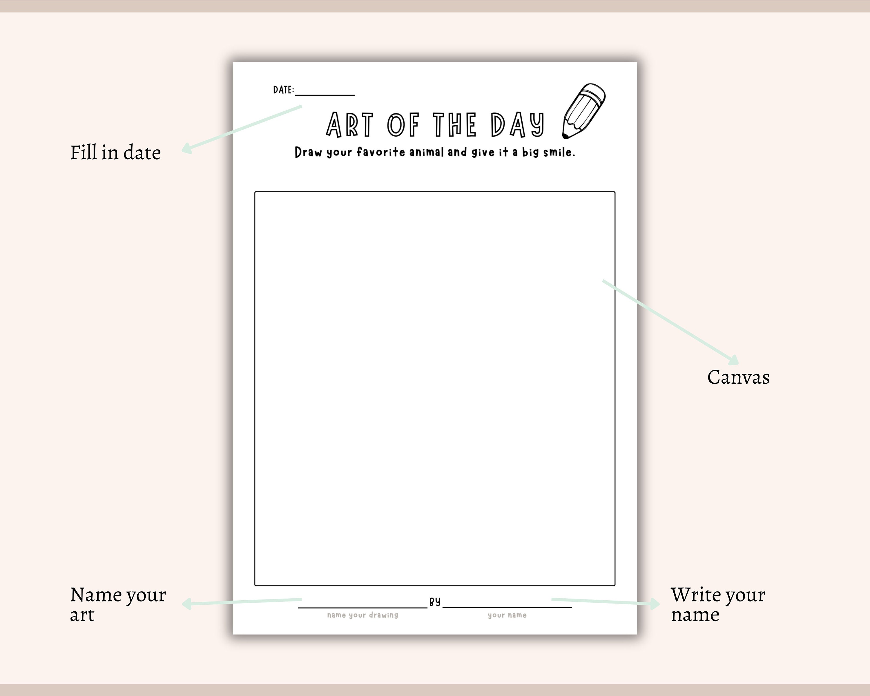 Printable Drawing Journal Kids Drawing Prompt Book Art Classroom ...