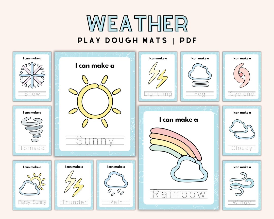 Weather Play Dough Mats Montessori Printable Toddler Activity Fine ...