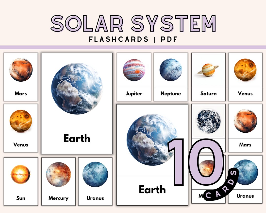 Solar System Flashcards for Kid Learning About Planet Astronomy Card ...